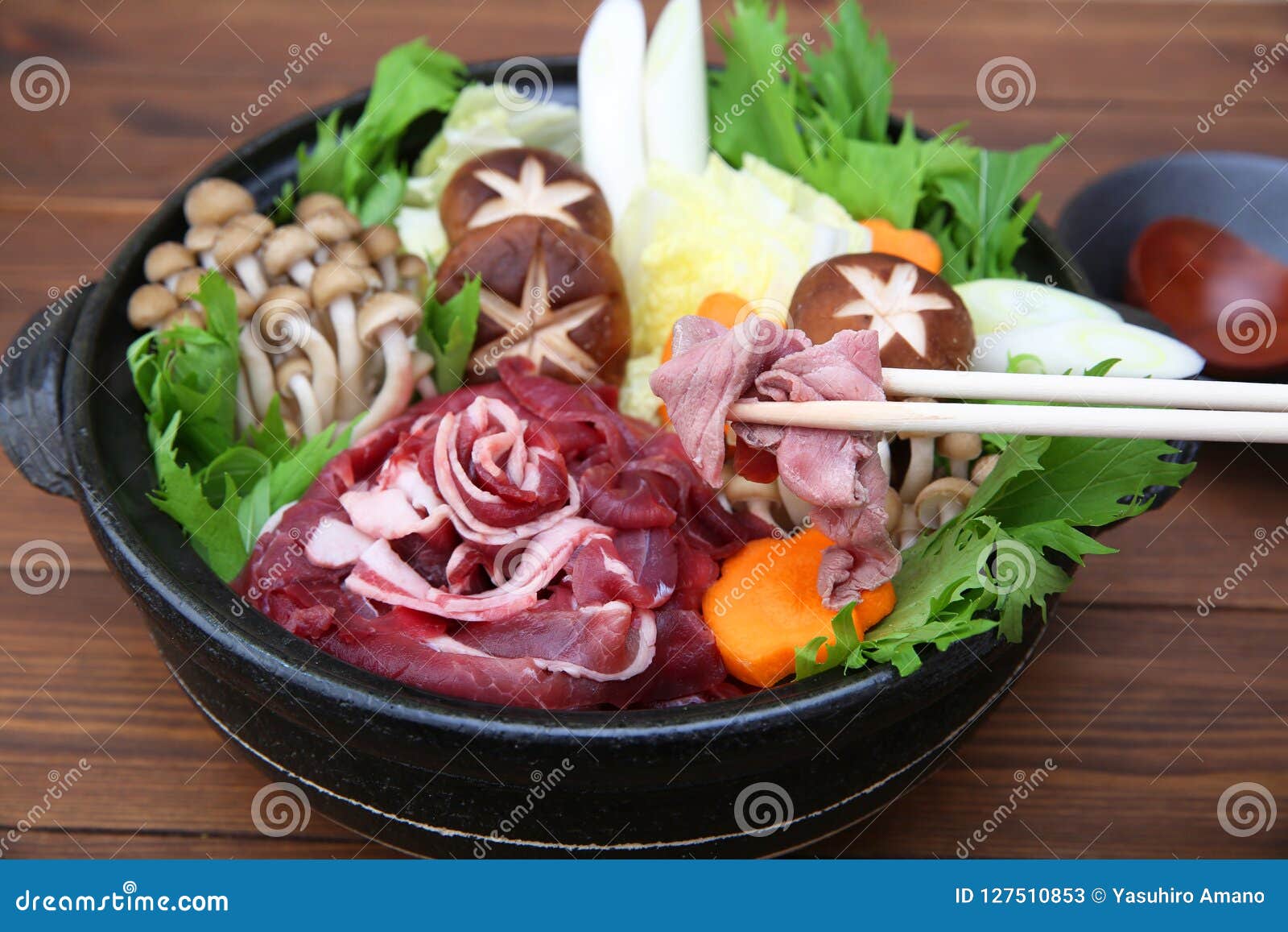 Wild Boar Meat Dish Served in a Pot Stock Image - Image of miso ...