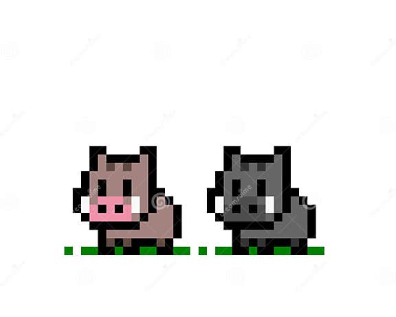 Wild Boar Pixels for Game Assets. Stock Vector - Illustration of ...