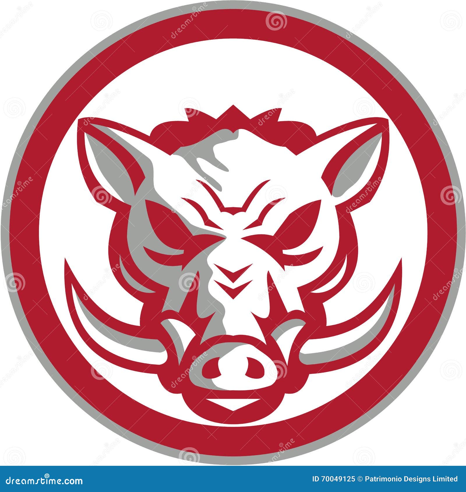 Wild Boar Razorback Head Angry Circle Retro Cartoon Vector ...