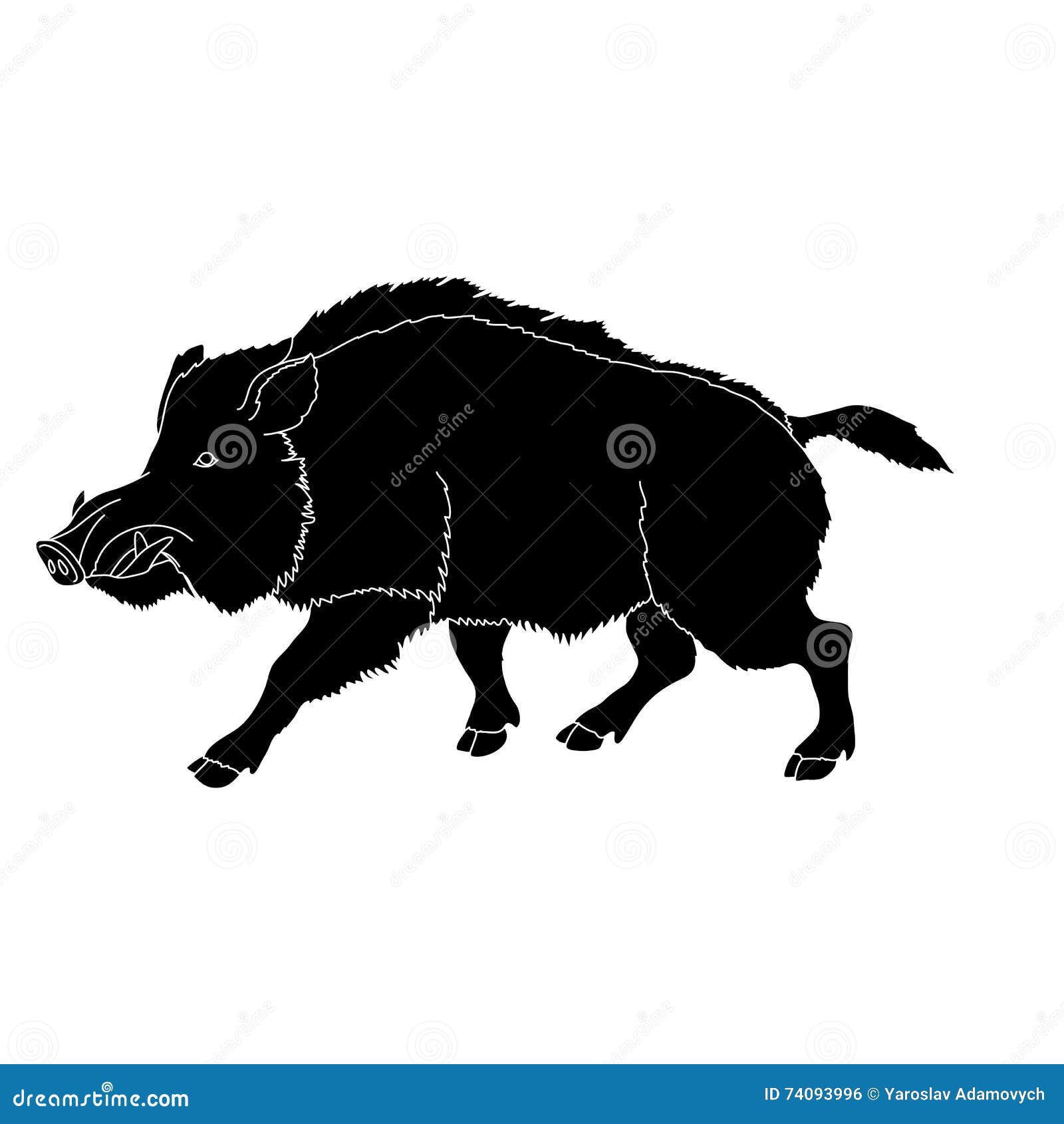Wild Boar Realistic Black Silhouette Stock Vector - Illustration of ...
