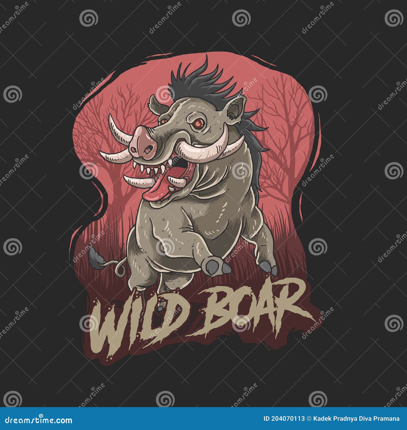 Wild Boar Red Background Illustration Vector Graphic Stock Vector ...