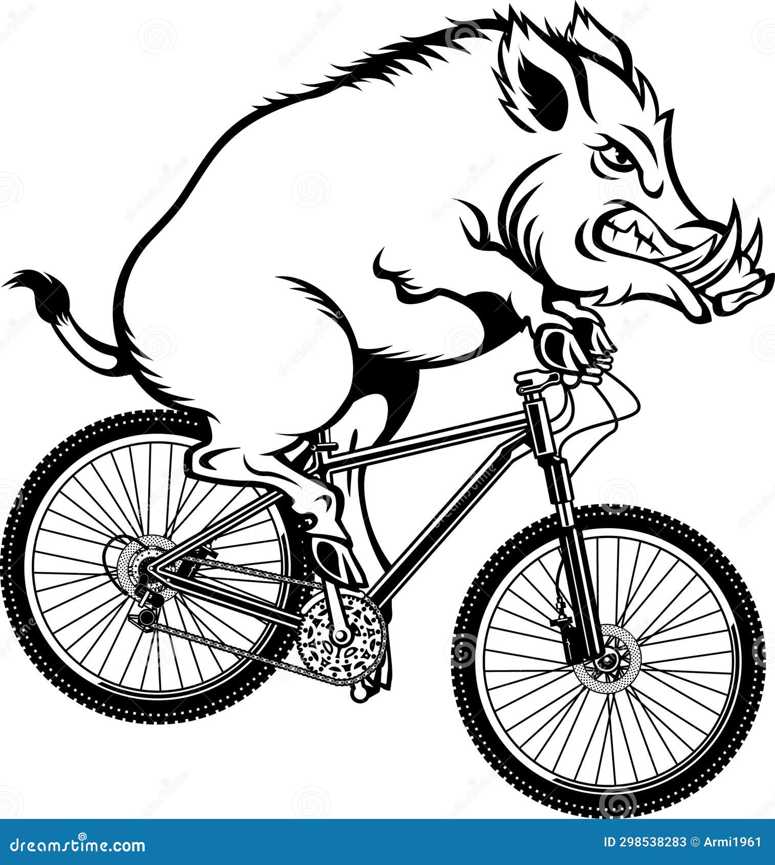Wild Boar Riding on a Mountain Bike Stock Vector - Illustration of recreation, piglet: 298538283