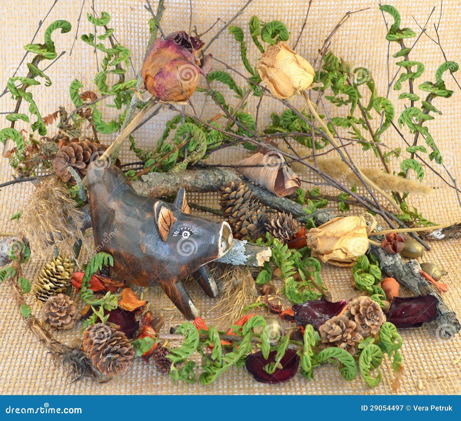 Wild boar with roses stock image. Image of craft, flowers - 29054497