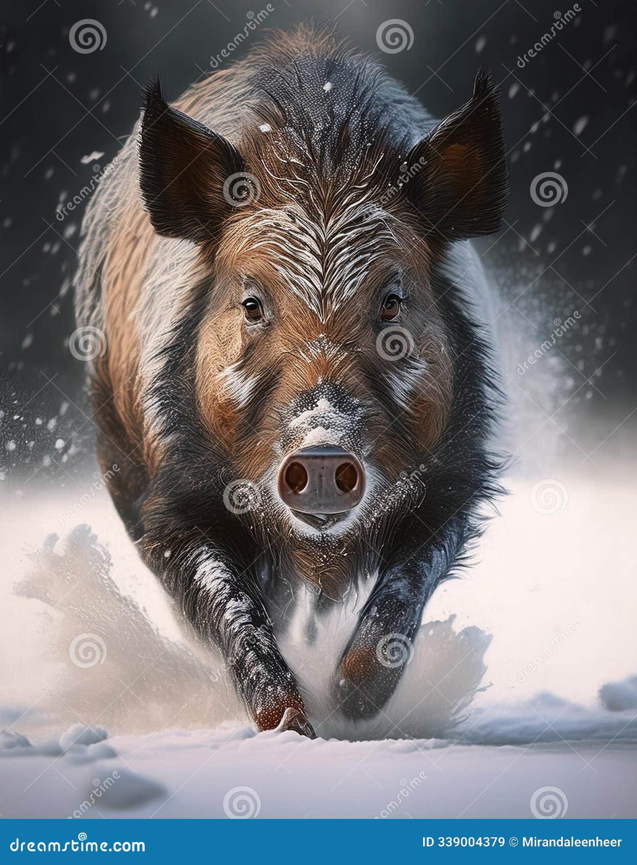 Wild boar in the snow stock image. Image of landscape - 339004379