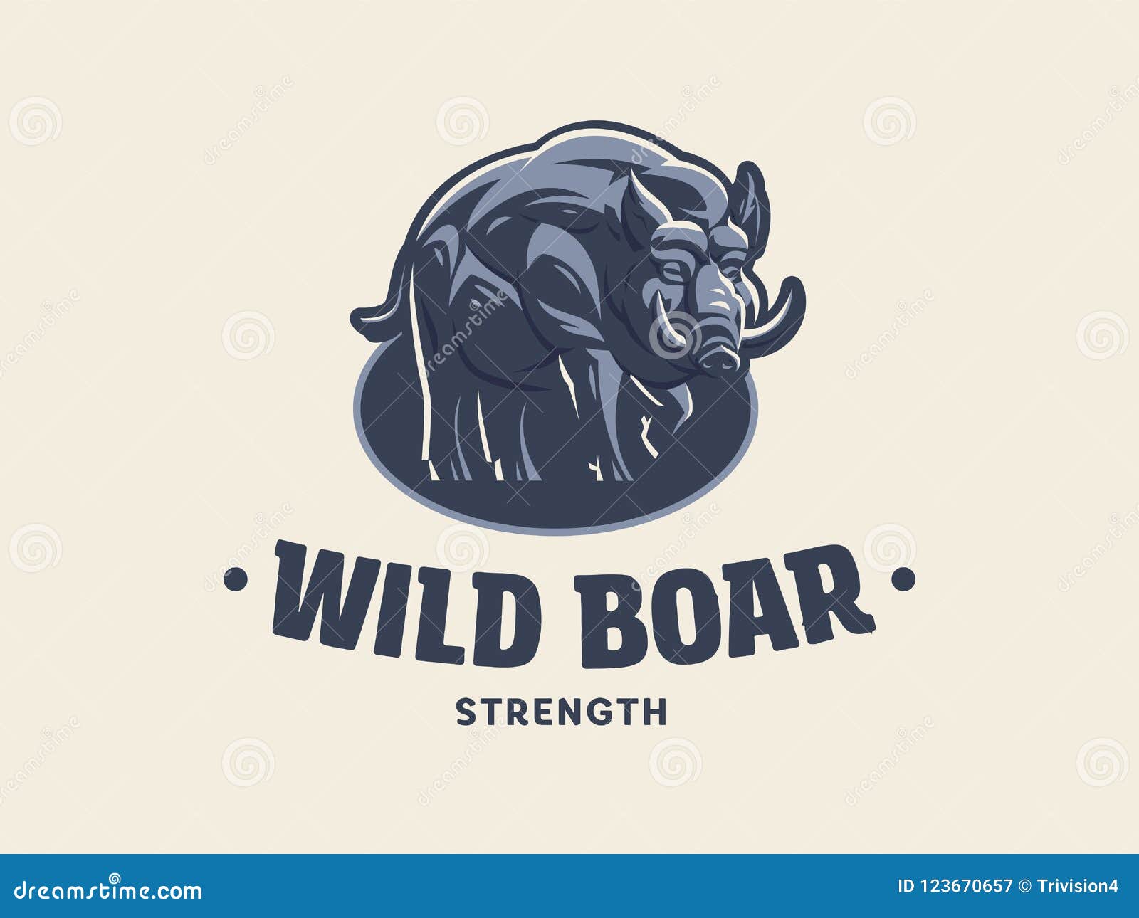 Wild boar with tusks. stock vector. Illustration of contour - 123670657