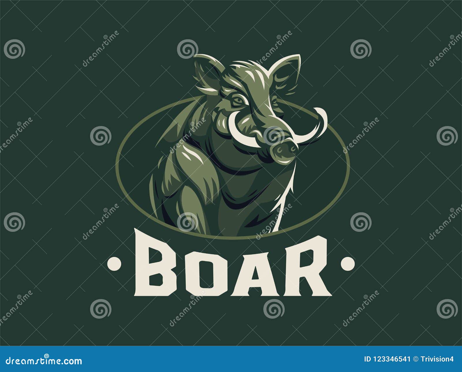 Wild boar with tusks. stock vector. Illustration of mammal - 123346541