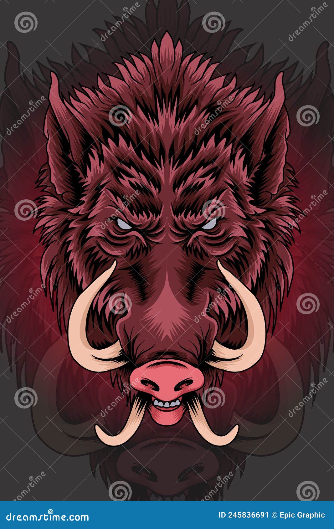 Red Wild Boar Vector Illustration Stock Vector - Illustration of wild ...