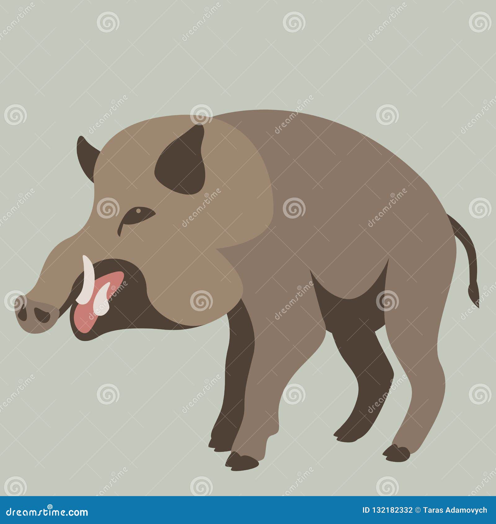 Wild Boar, Vector Illustration, Flat Style, Profile Stock Vector ...