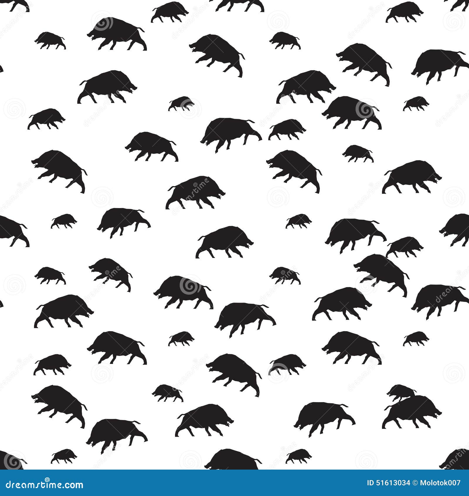 Boar Pattern Seamless. Cute Hog And Offspring Background. Wild Pig ...