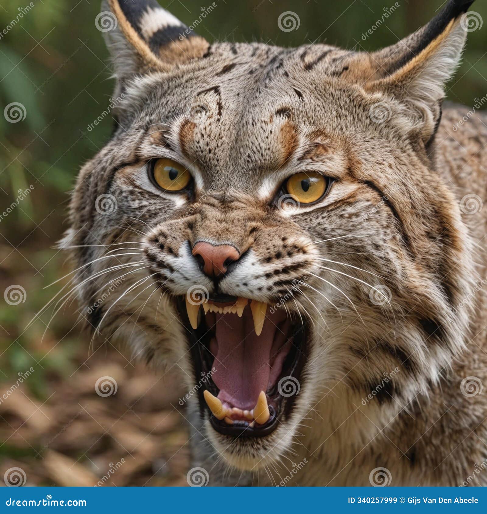 Wild Bobcat in the Shadows Fierce Predator in Closeup Stock ...