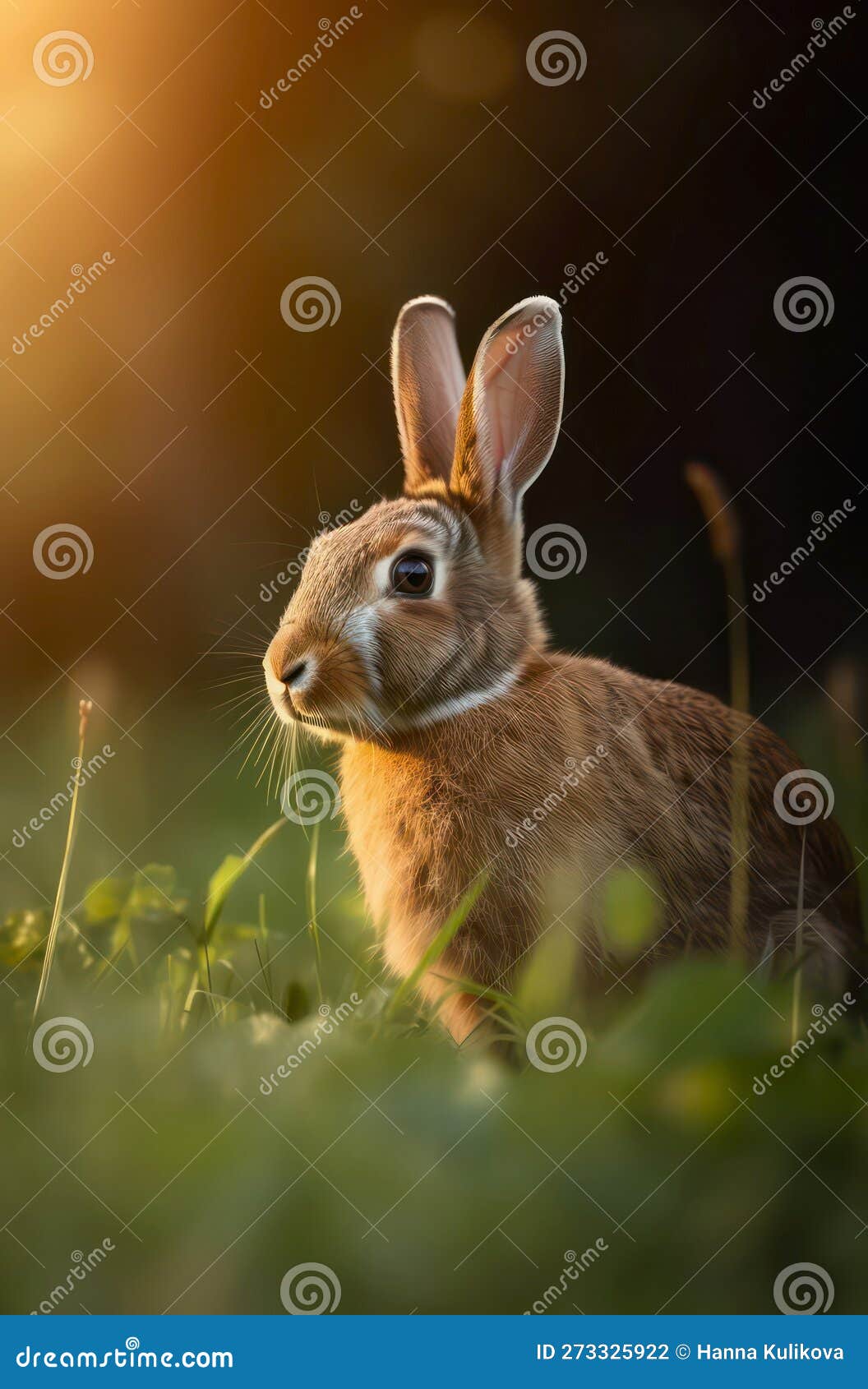 Wild Brown Rabbit in the Grass. Stock Illustration - Illustration of ...