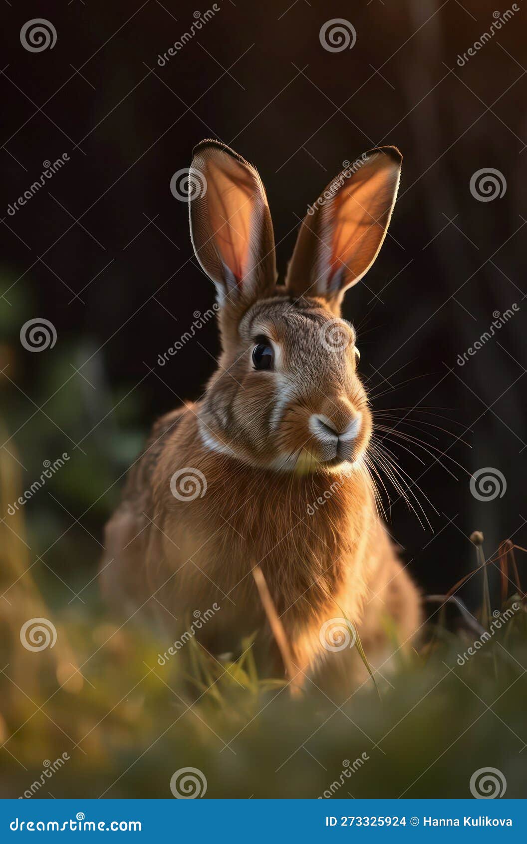 Wild Brown Rabbit in the Grass. Stock Illustration - Illustration of ...