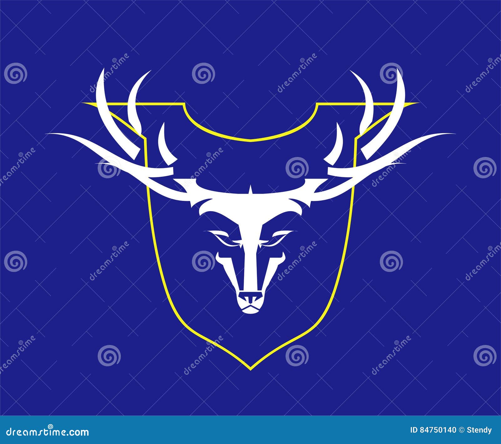 Wild Buck with the Yellow Outline Shield. Stock Vector - Illustration ...