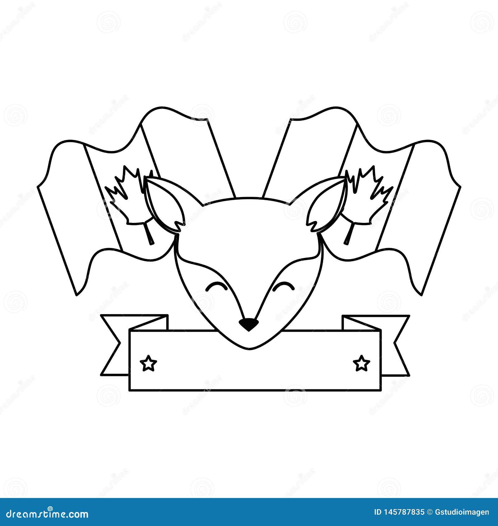 Wild Canadian Fox with Flags Stock Illustration - Illustration of ...