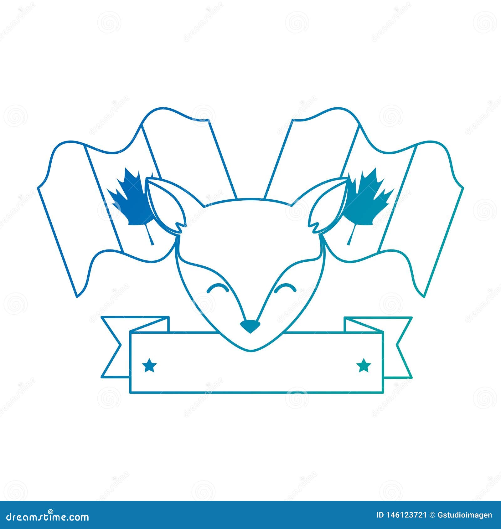 Wild Canadian Fox with Flags Stock Illustration - Illustration of ...