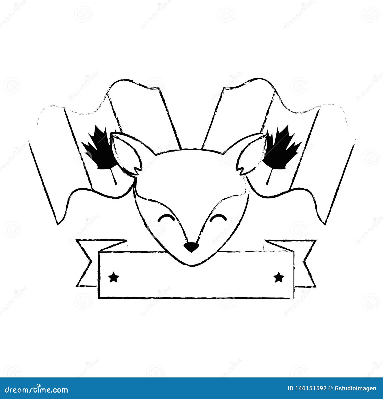 Wild Canadian Fox with Flags Stock Illustration - Illustration of ...