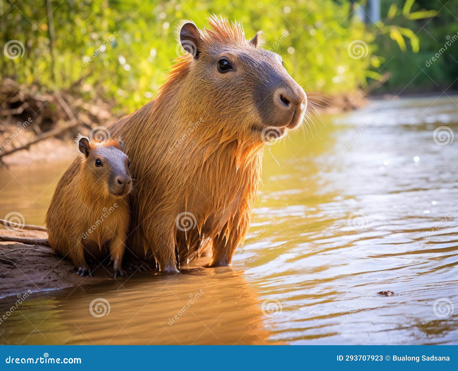 Wild Capybara in the Amazon Area in Stock Illustration - Illustration ...