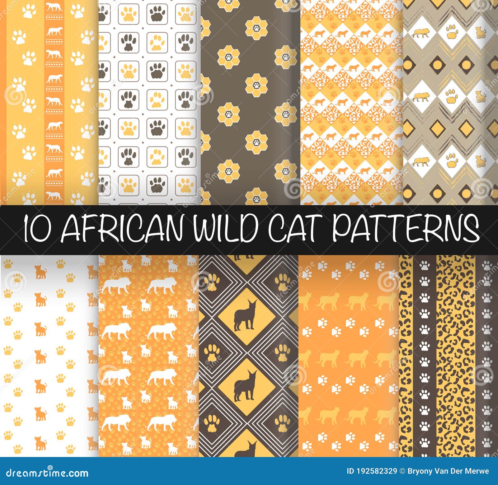 Wild Cats Patterns New stock vector. Illustration of line - 192582329