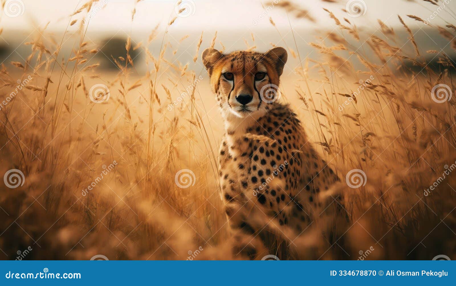 Cheetah In Golden Grasslands Stock Photo | CartoonDealer.com #341740242