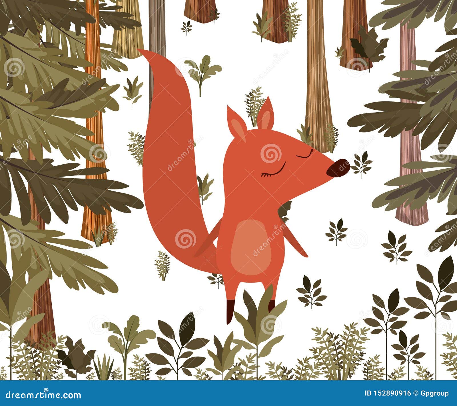 Wild Chipmunk in the Jungle Scene Stock Vector - Illustration of jungle ...