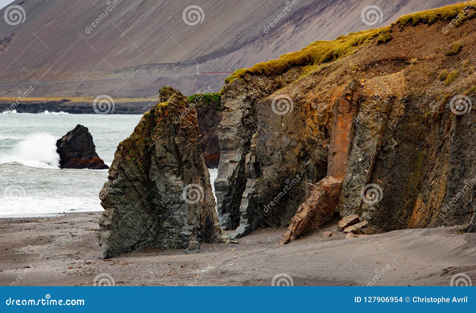 Wild Cliff in Iceland stock photo. Image of wild, fields - 127906954