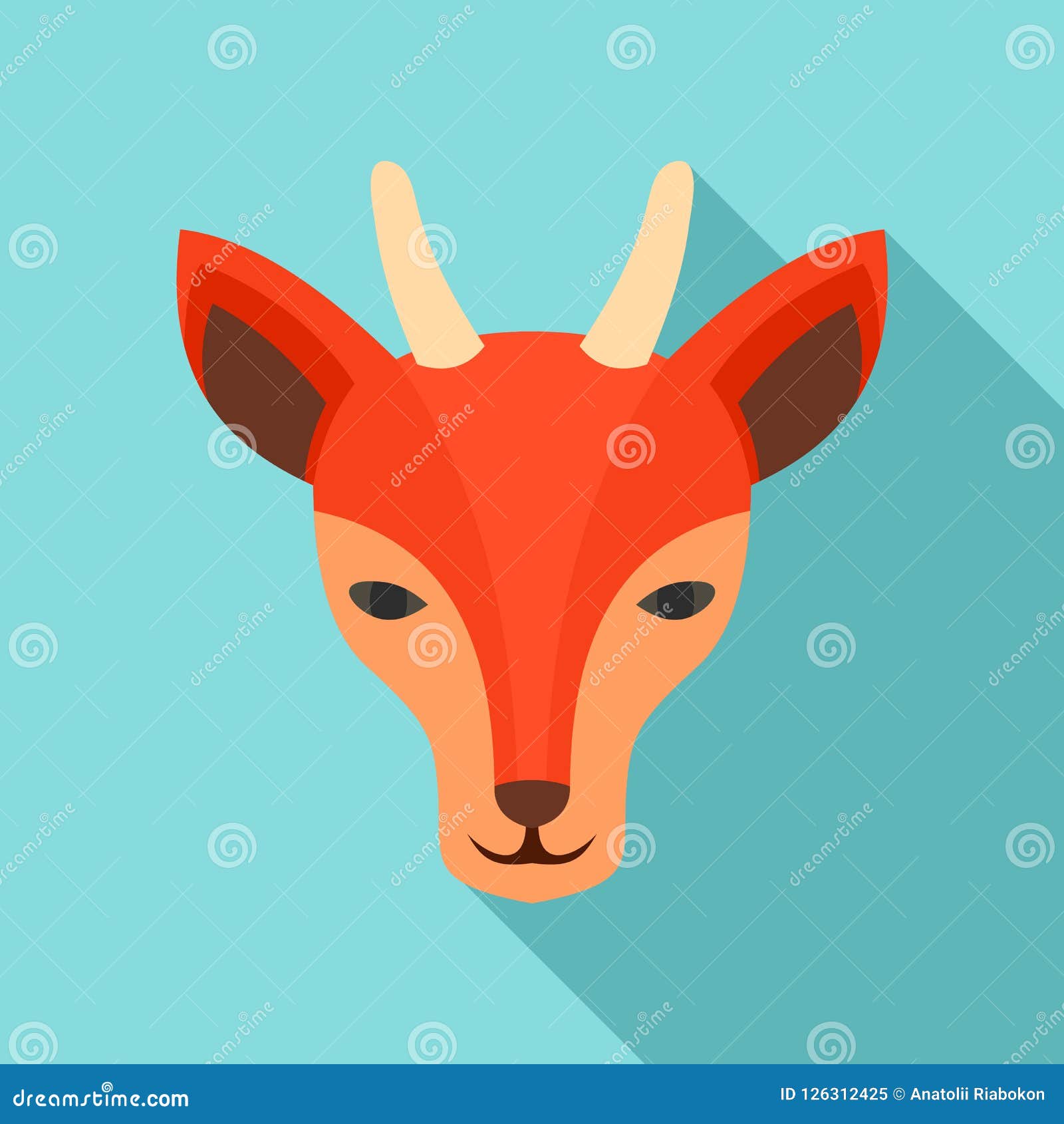 Wild doe icon, flat style stock vector. Illustration of isolated ...