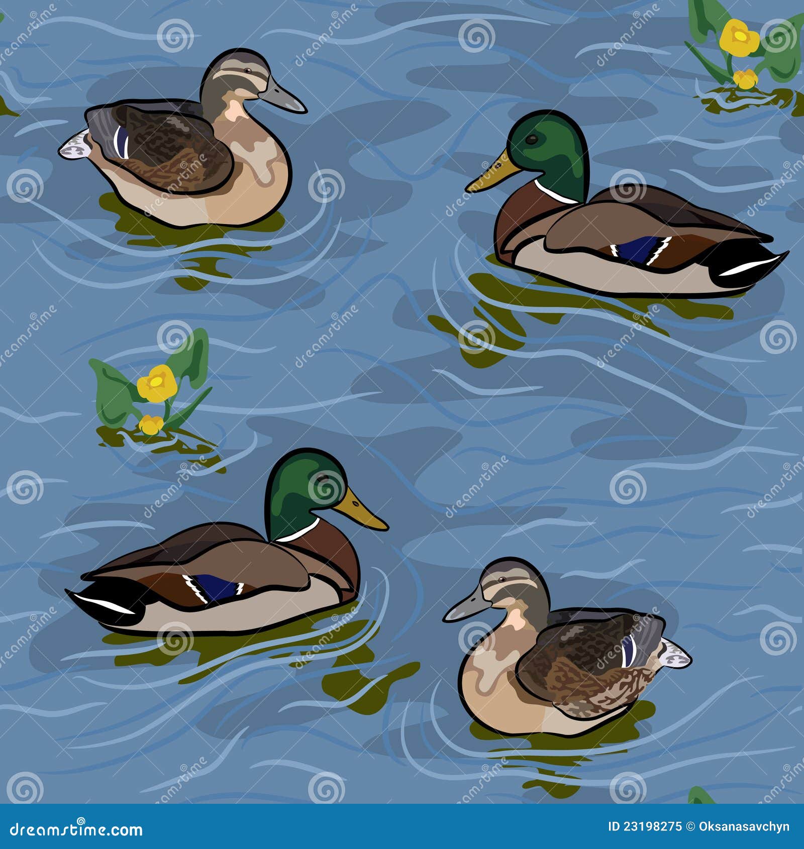 Wild Ducks Seamless Texture Stock Vector - Illustration of sailing ...