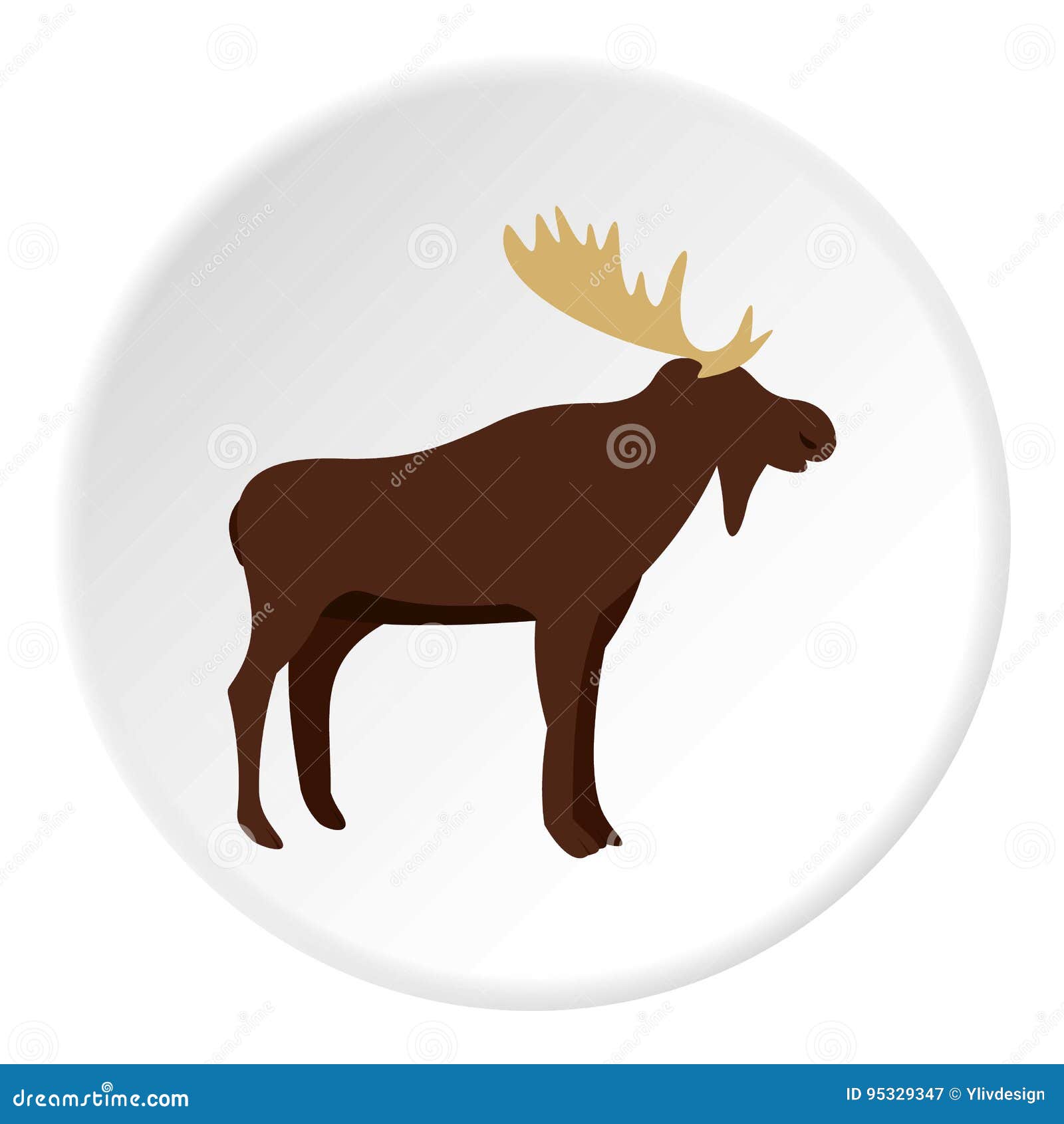 Wild elk icon circle stock vector. Illustration of drawing - 95329347