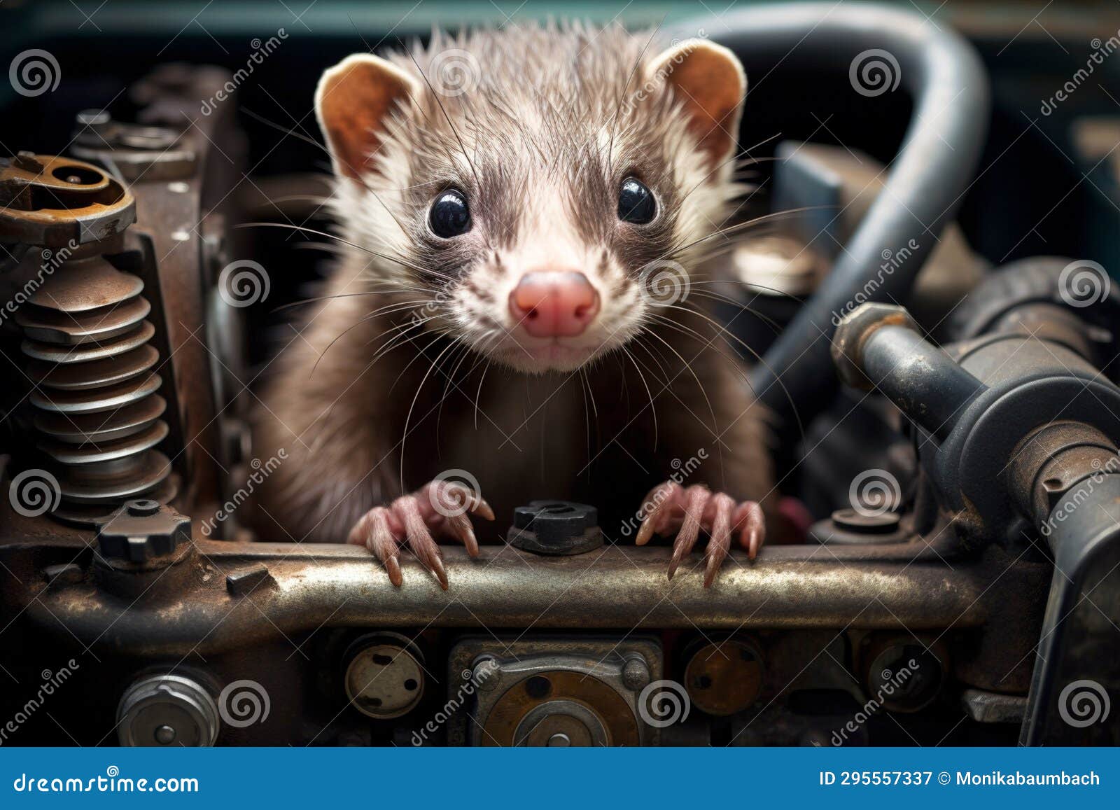 Wild Ferret Rodent Inside Car Engine Stock Illustration - Illustration ...