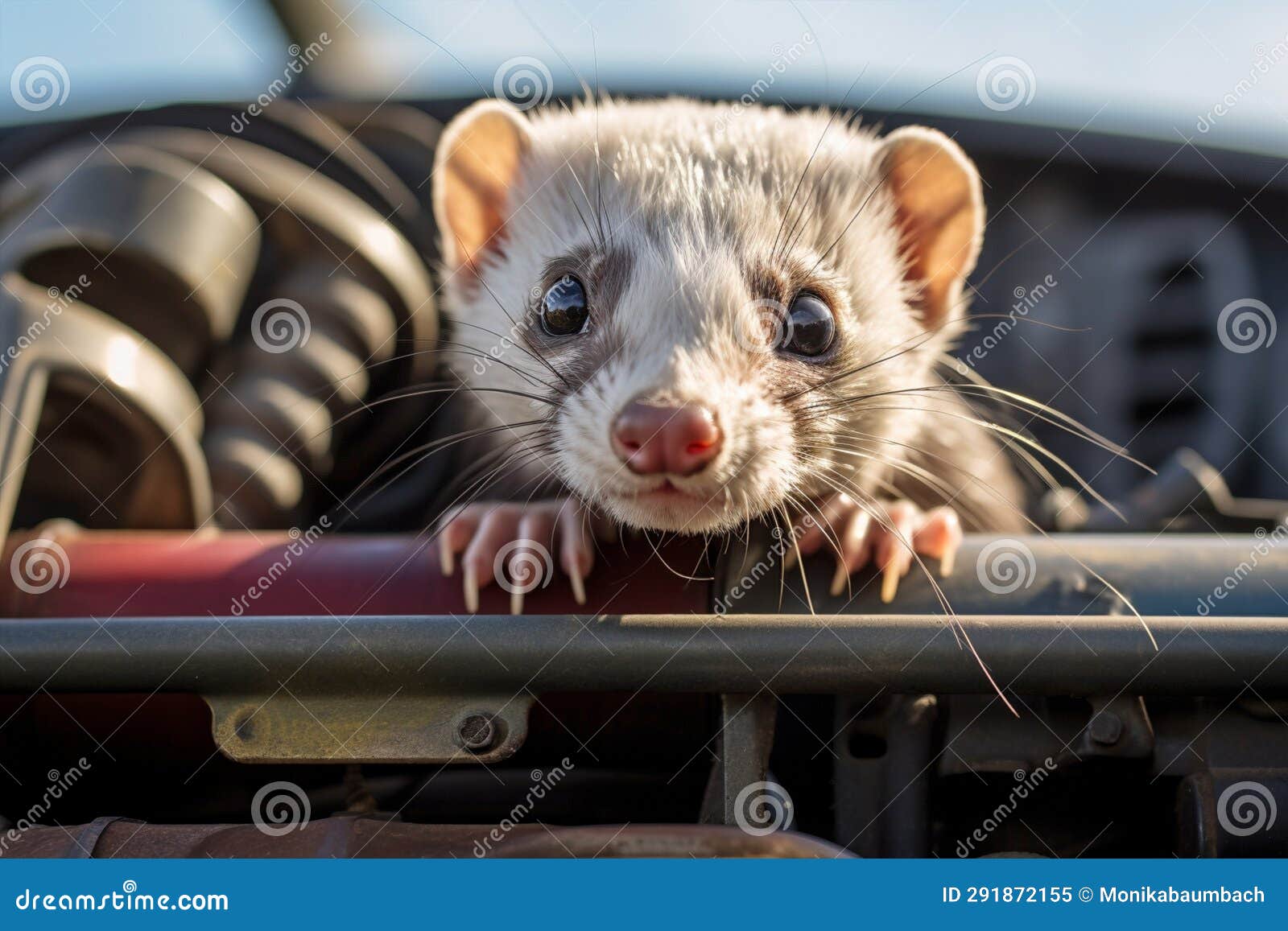 Wild Ferret Rodent Inside Car Engine Stock Illustration - Illustration ...