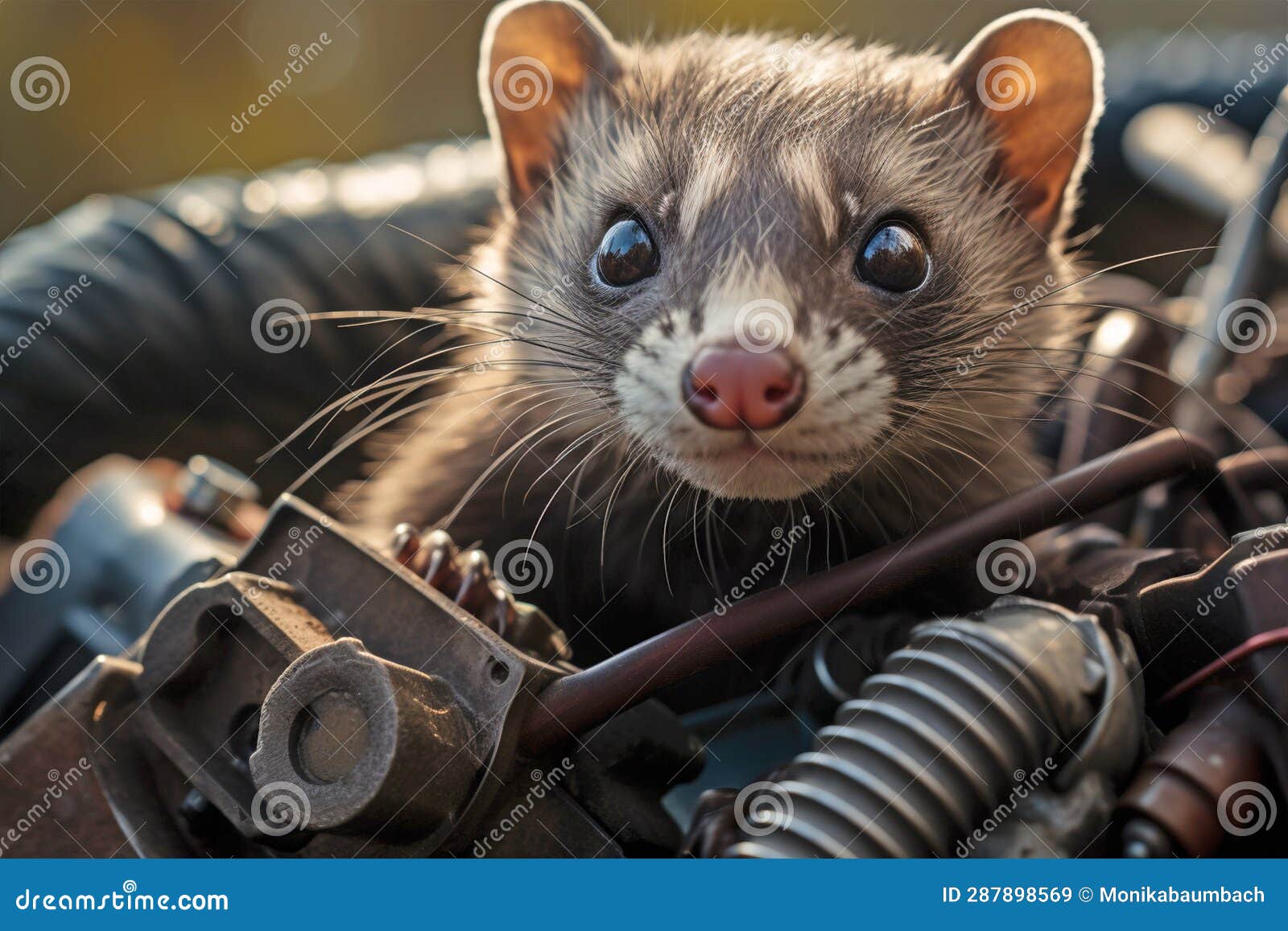 Wild Ferret Rodent Inside Car Engine Stock Illustration - Illustration ...