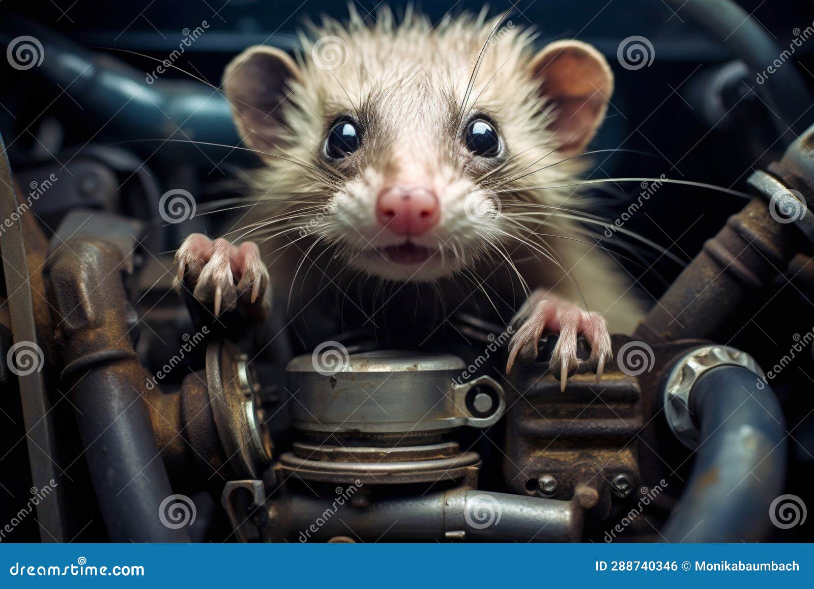 Wild Ferret Rodent Inside Car Engine Stock Illustration - Illustration ...
