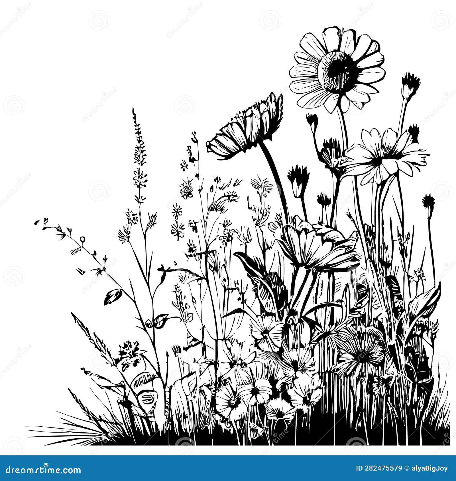 Wild Field Hand Drawn Sketch in Doodle Style Natural Field Vector ...