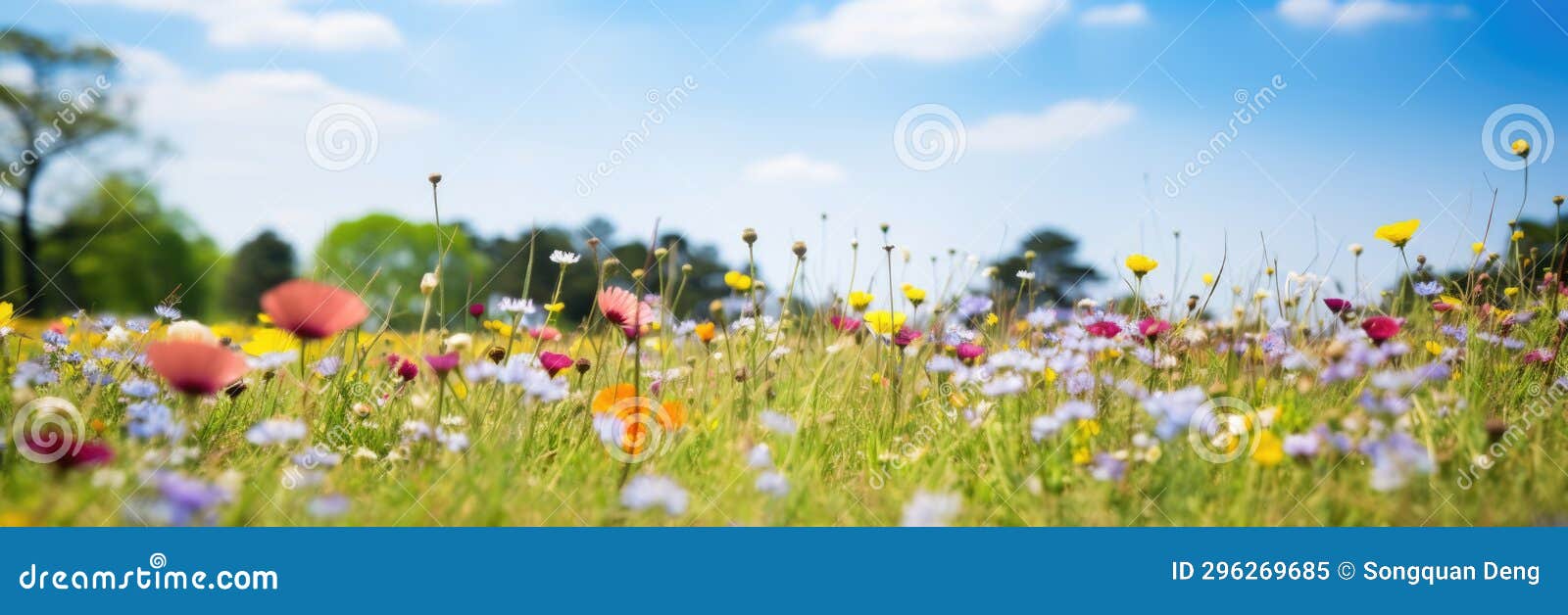 Wild Flower Field in Wild with Variable Colors in Spring. Stock ...