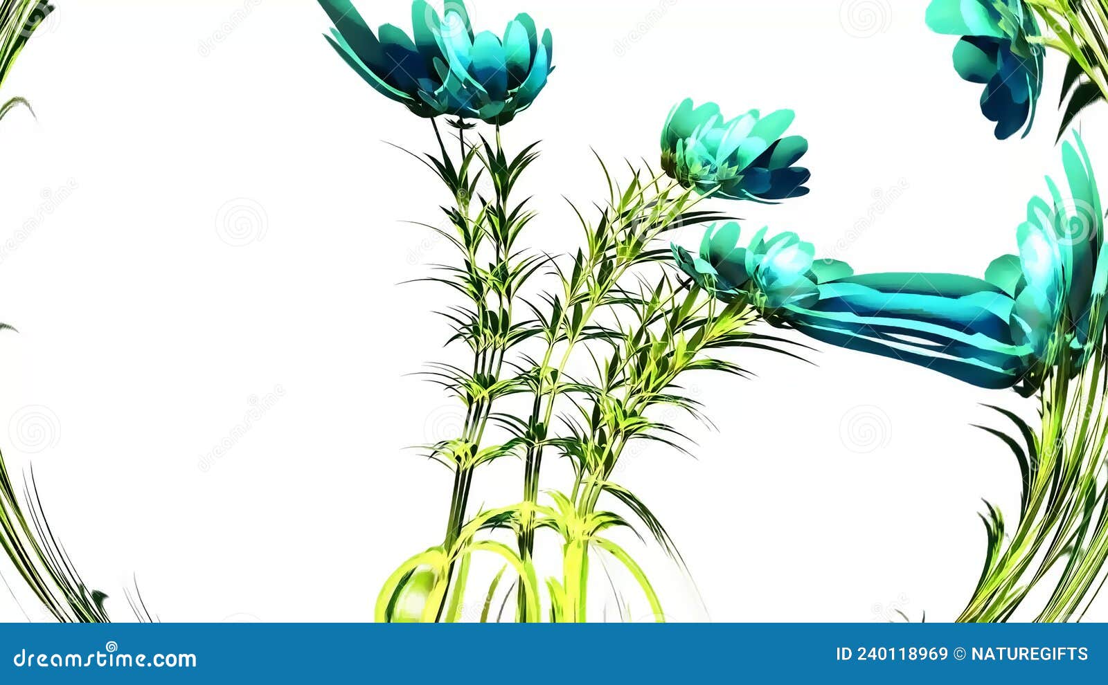 Wild Flowers Botanical Floral Rendering Stock Illustration ...