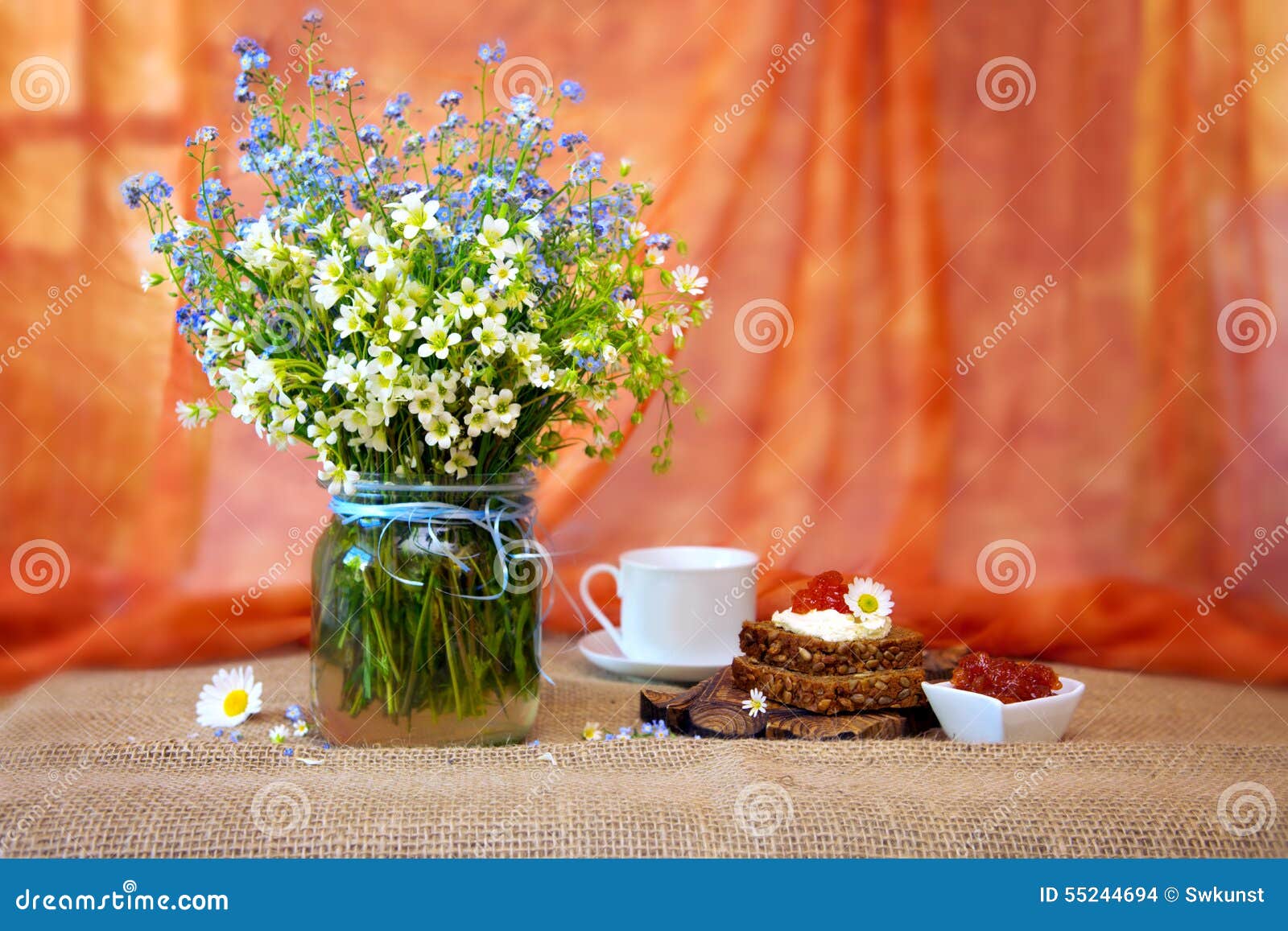 Wild Flowers and Breakfast. Stock Photo - Image of coffee, plant: 55244694