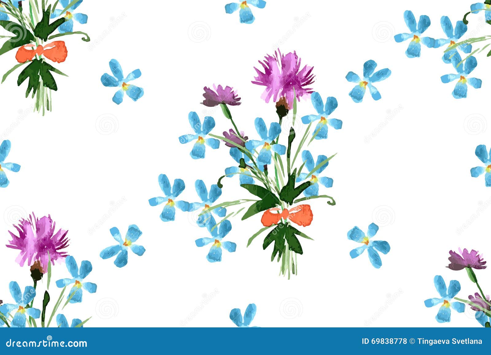 Wild Flowers Seamless Pattern Stock Illustration - Illustration of ...