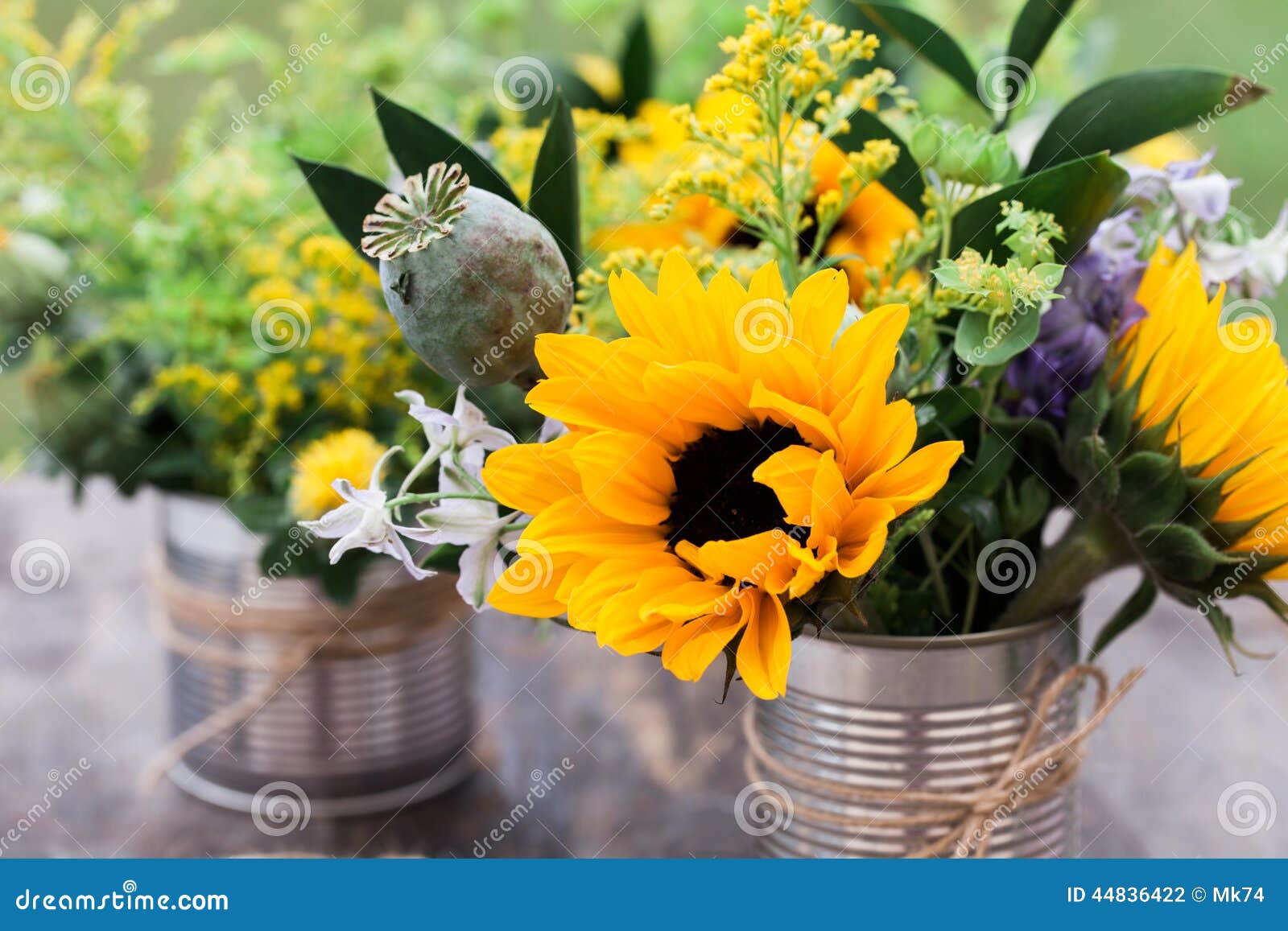 Wild flowers table setting stock photo. Image of head - 44836422