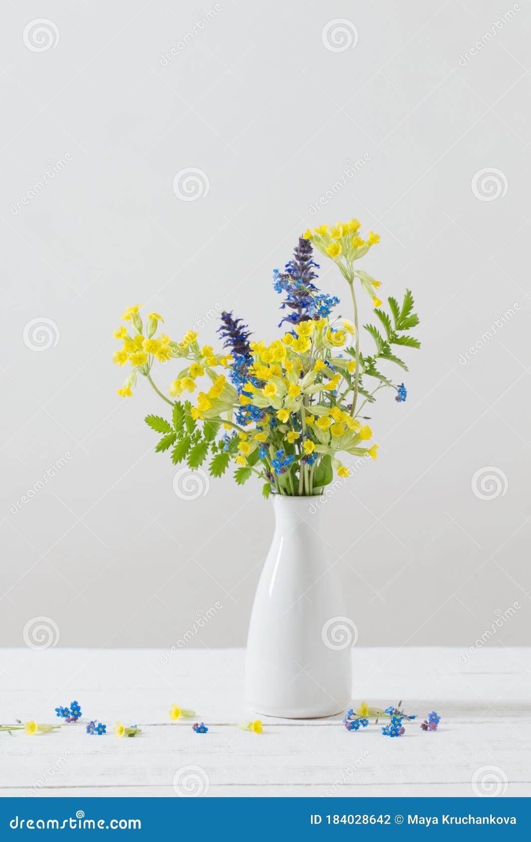 Flowers in Vase on White Background Stock Photo - Image of herb ...