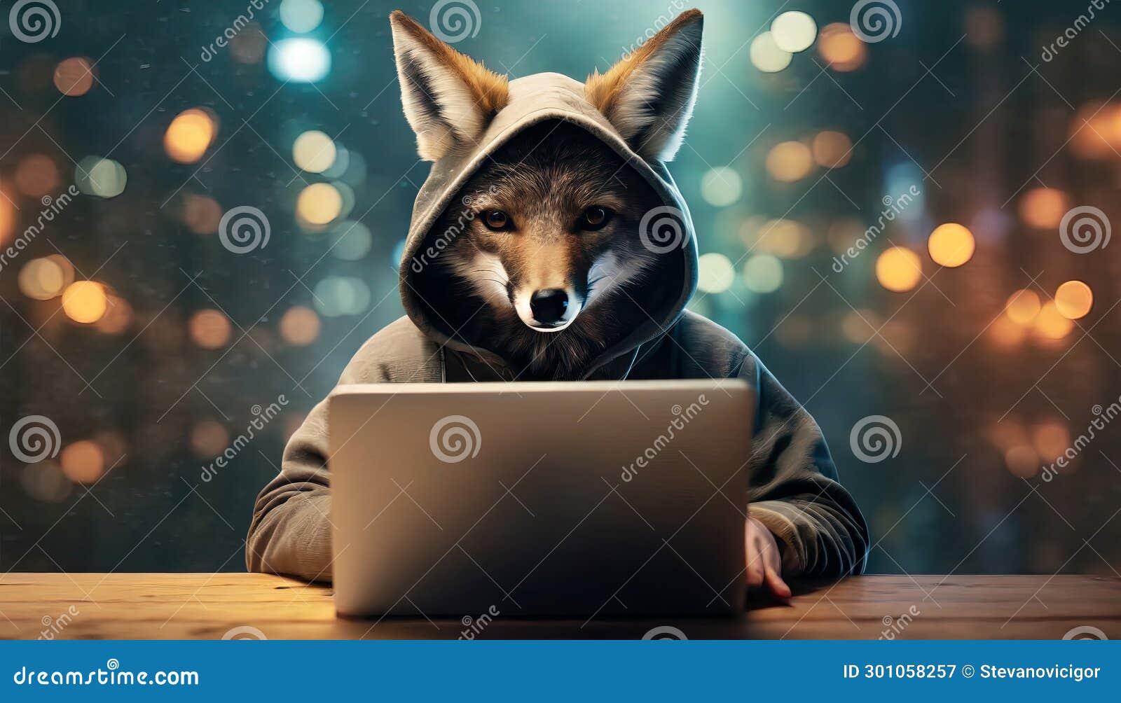 Wild Fox As Computer Hacker, Generative Ai Stock Illustration ...