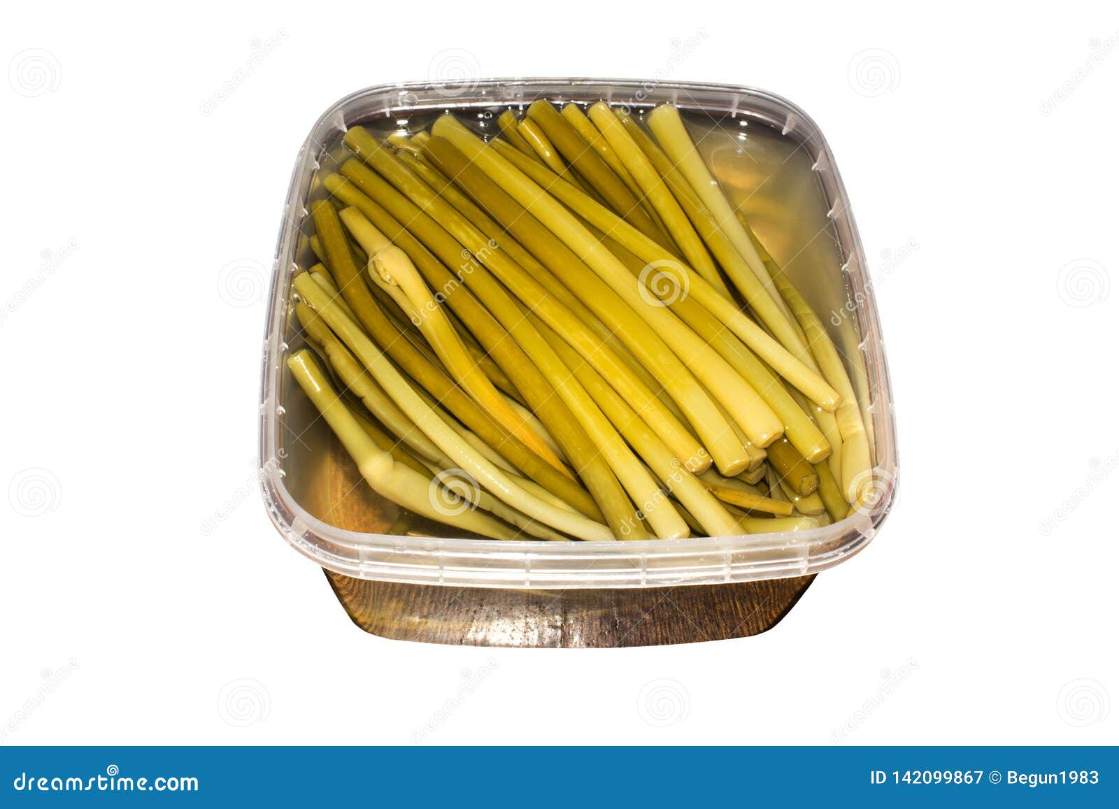 Wild Garlic in a Plastic Container.Wild Garlic in the Marinade. Stock ...