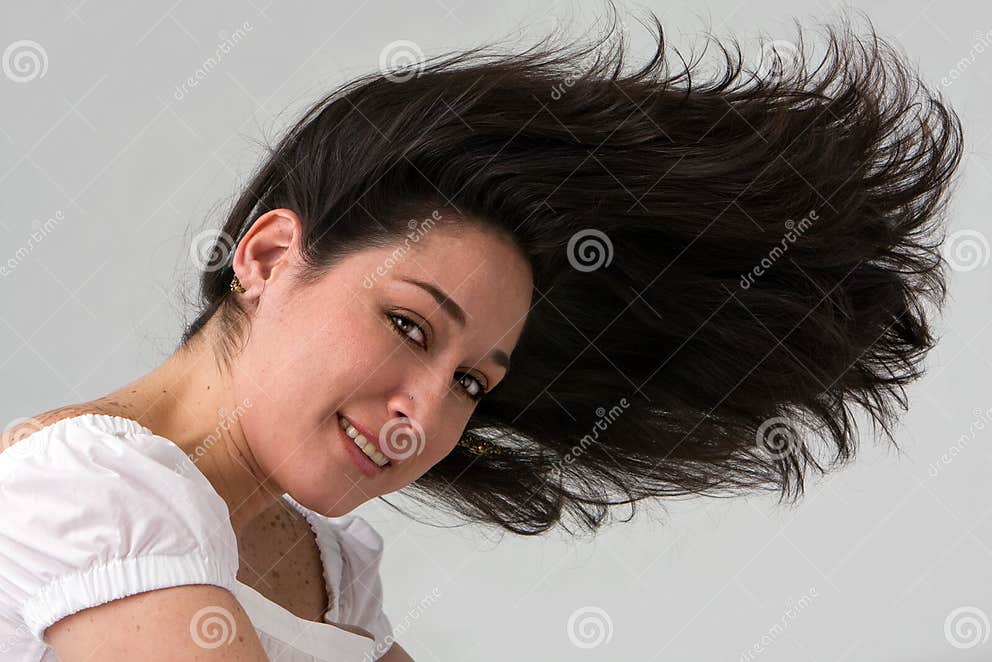 Wild hair stock image. Image of long, tossing, lady, brunette - 5171727