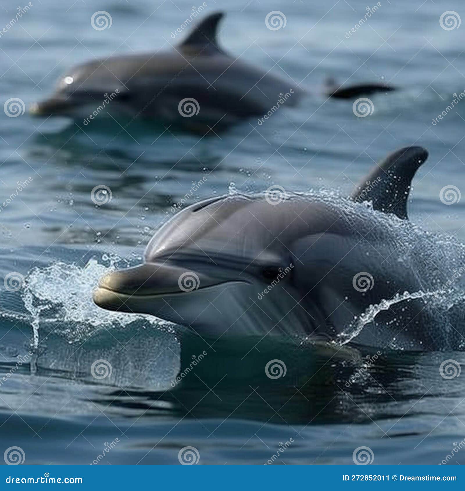Wild Happy Dolphins in Their Natural Habitat Stock Illustration ...