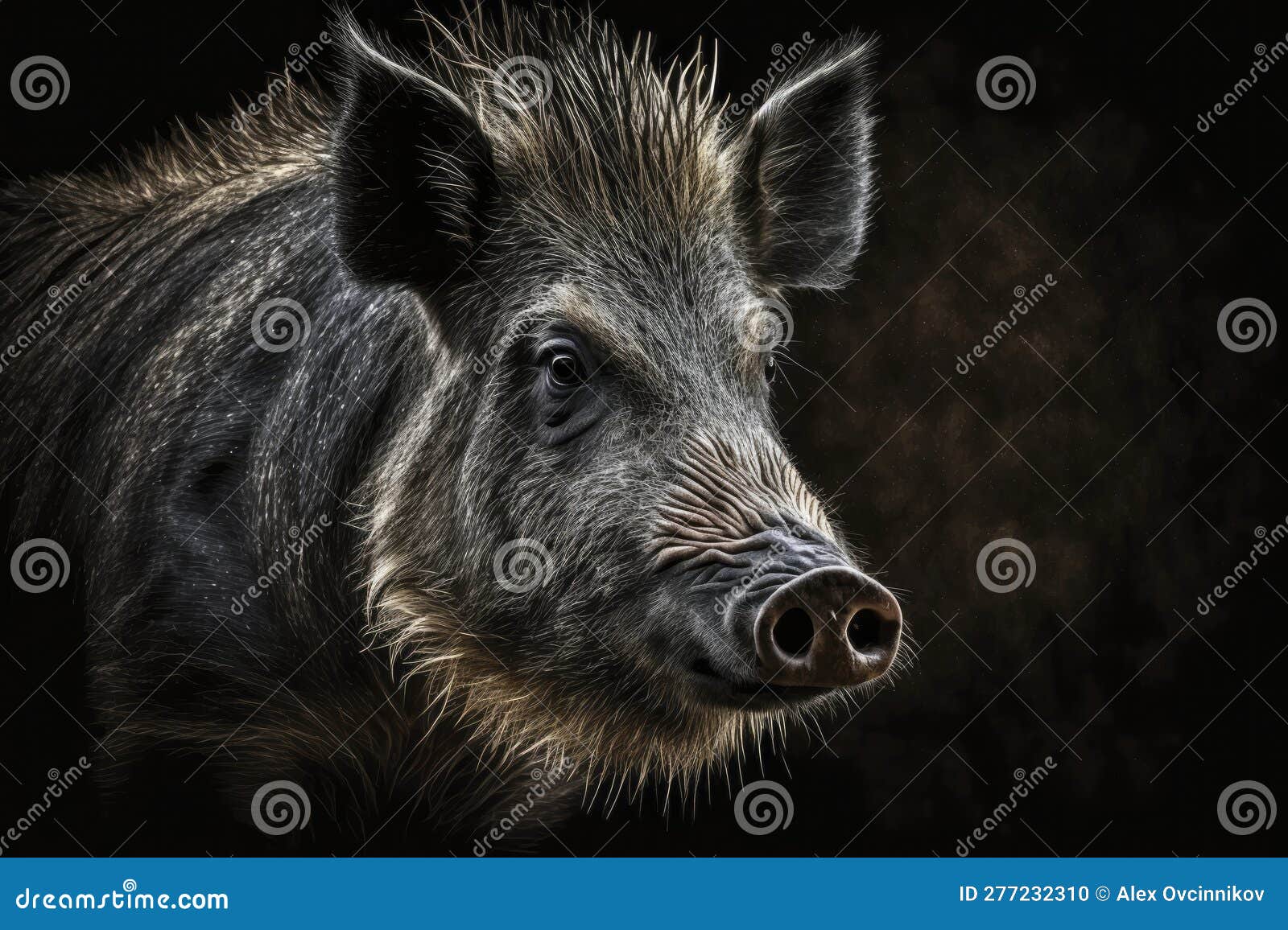 Wild Hog Portrait on Black Background for Posters and Web. Stock ...