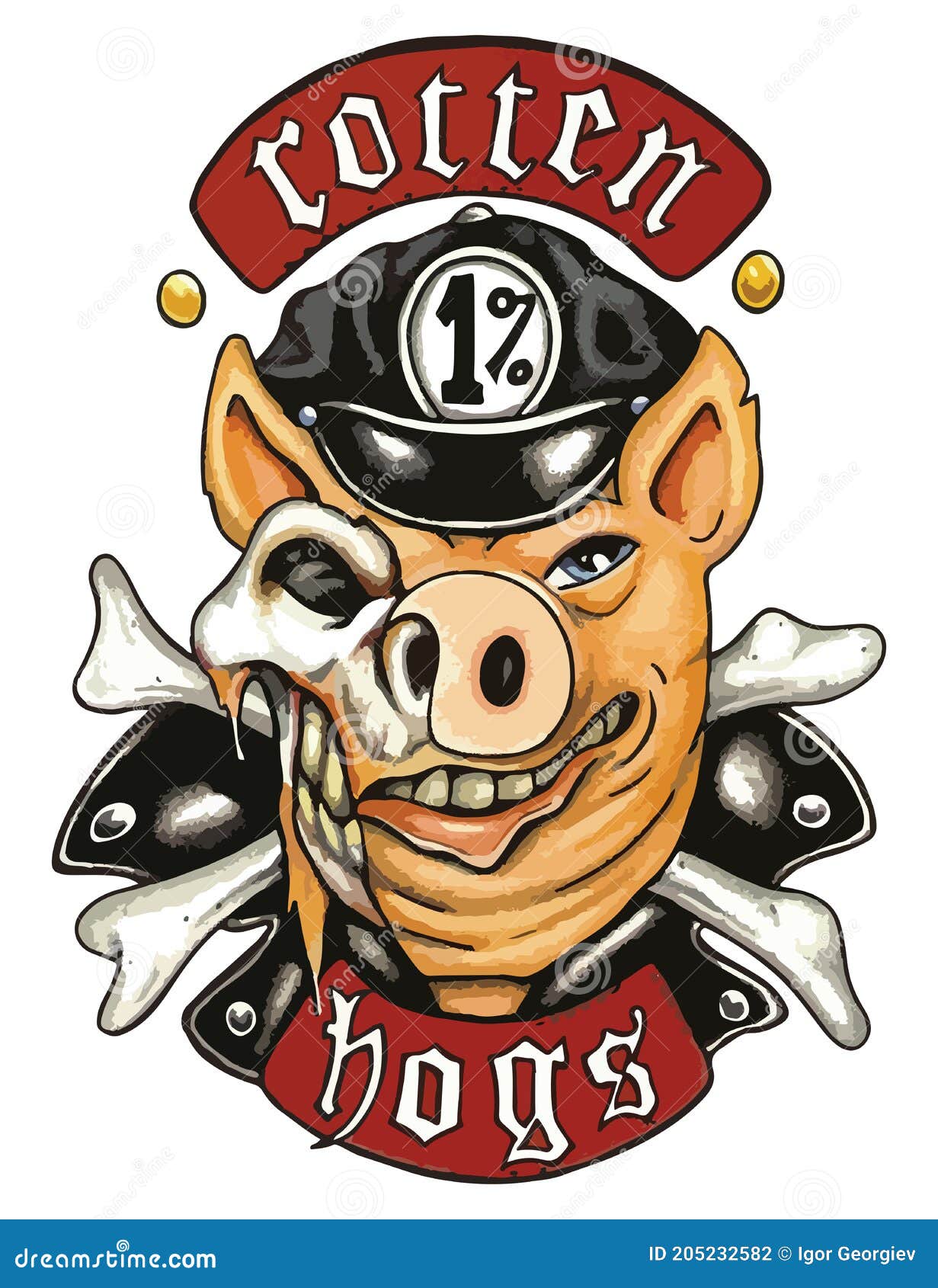 Wild Hogs Newskool Tattoo Set. Set of Labels and Elements. Vector Set ...