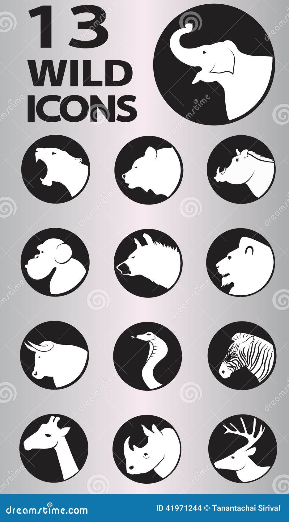 Wild icons collection stock vector. Illustration of bison - 41971244