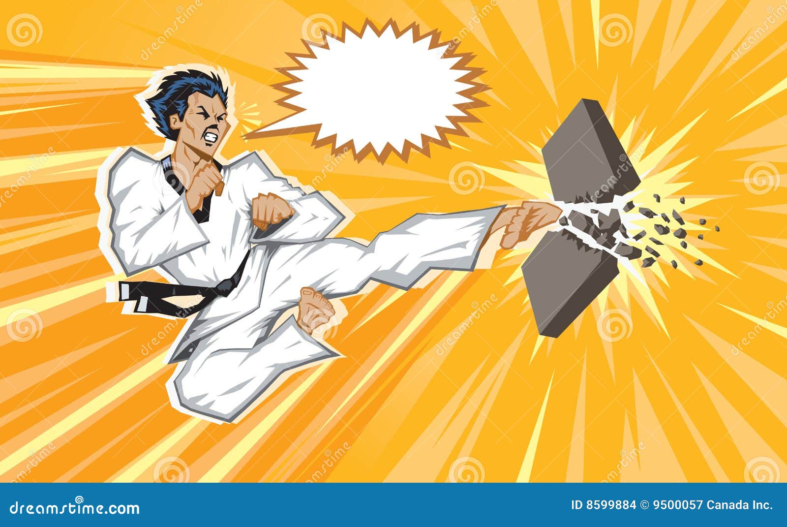 Wild jumping side kick. stock vector. Illustration of explosive - 8599884