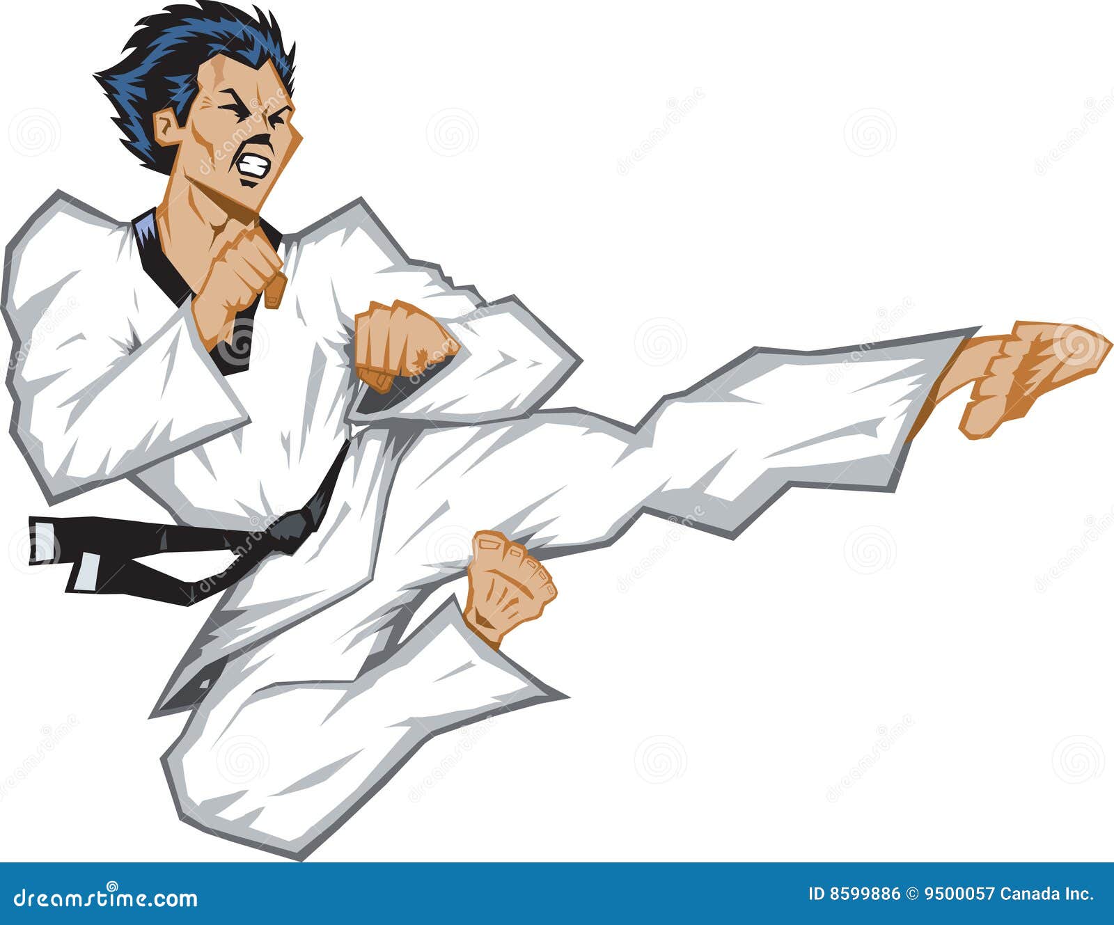 Wild jumping side kick. stock illustration. Illustration of sidekick ...