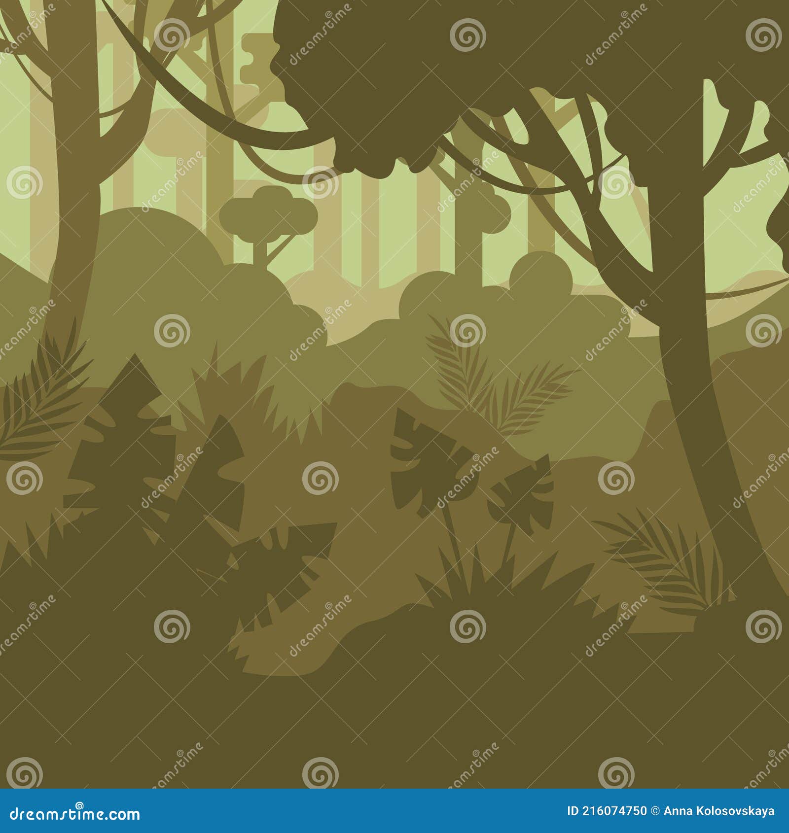Wild Jungle Background Flat Design Vector Image Stock Vector ...
