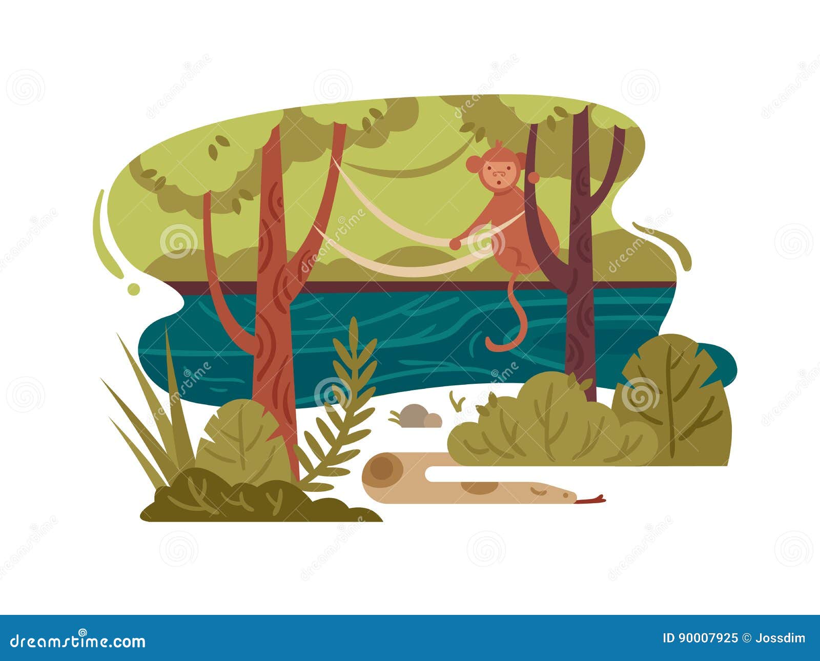 Wild Jungle Boy Child. Feral Man Jumping Trees Vines Like Monkey ...